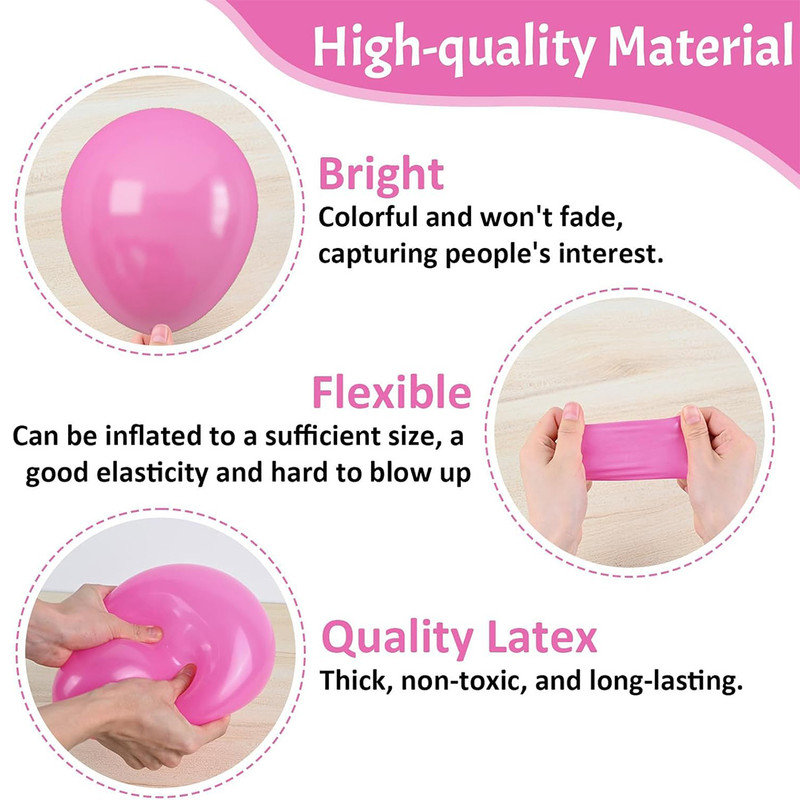 The Party Aisle™ Pink Balloons Set, 50 Pcs 12 Inch Metallic Pink Pastel Pearl Light Pink ...